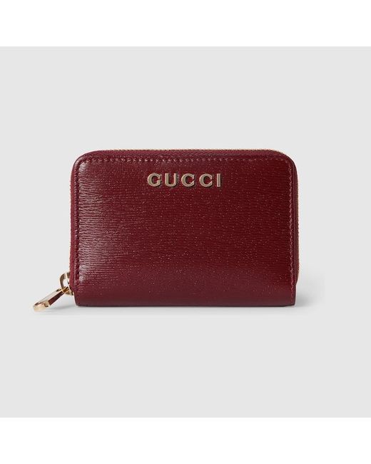 Gucci Zip Card Case With Script, , Leather in Red | Lyst