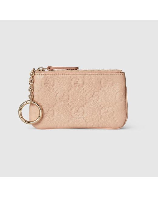 Gucci Gg Emblem Zip Key Case in Natural | Lyst