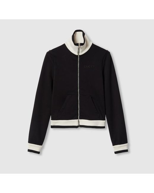 Gucci Cotton Fleece Zip Jacket, , , Ready-To-Wear in Black | Lyst