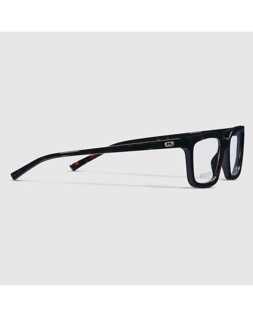 Gucci Rectangular Optical Frame in Brown for Men | Lyst UK