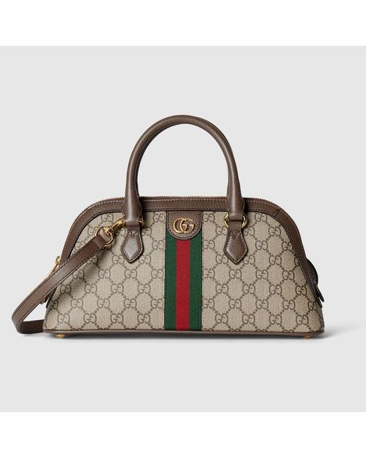Gucci Ophidia Small Top Handle Bag in Brown | Lyst
