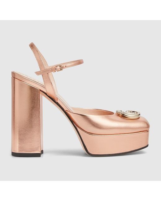 Gucci Platform Pump With Double G, Leather in Pink | Lyst
