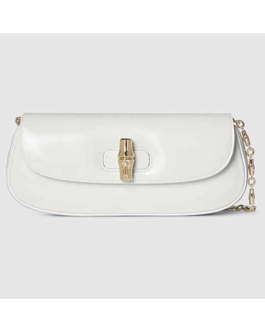 Gucci Bamboo Night Clutch, Leather in White | Lyst