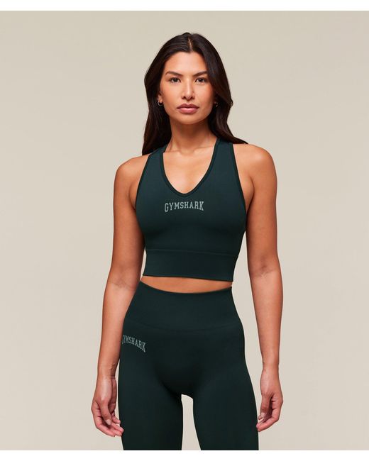 GYMSHARK Everyday Seamless Graphic Crop Tank in Green | Lyst UK