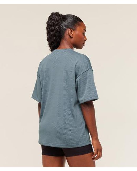 GYMSHARK Lifting Mesh Oversized Tee in Blue | Lyst UK