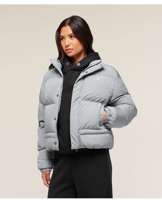 GYMSHARK Puffer Jacket in Grey | Lyst UK