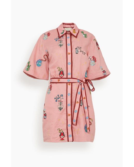 ALÉMAIS Timmy Embroidered Mini Dress in Pink | Lyst