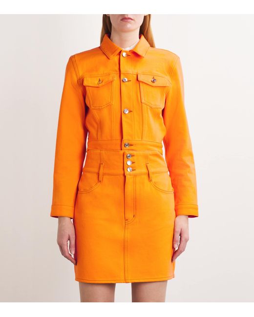 FRAME X Carolina Herrera Tailored Denim Jacket in Orange | Lyst