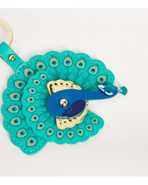 Harrods Leather Peacock Keyring in Blue | Lyst