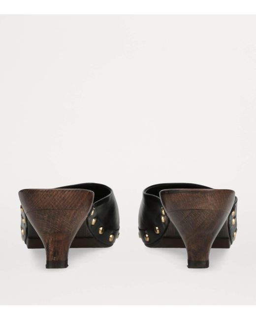 Chloé Leather Judith Studded Clogs 40 in Black | Lyst