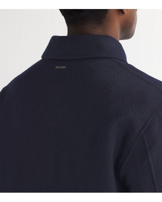 Sandro Double-Faced Wool-Blend Jacket in Blue for Men | Lyst