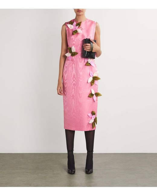 Emilia Wickstead Embellished Cappia Midi Dress in Pink | Lyst