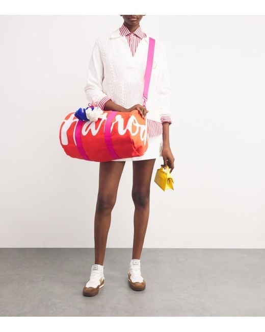 Harrods Cotton Logo Barrel Bag in Pink | Lyst