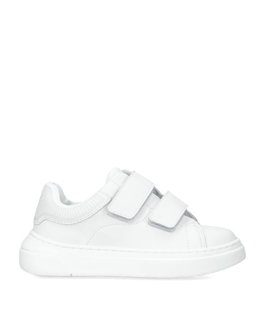 Giorgio Armani Leather Velcro Sneakers in White for Men | Lyst UK