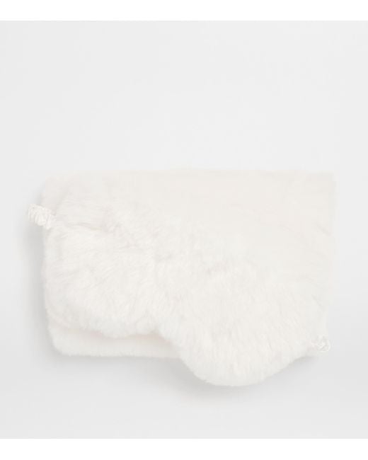 Olivia Von Halle Faux Fur Audrey Snow Eye Mask in White | Lyst