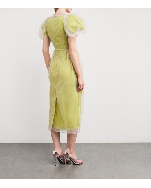 Simone Rocha Layered Carnation Balconette Midi Dress in Yellow | Lyst