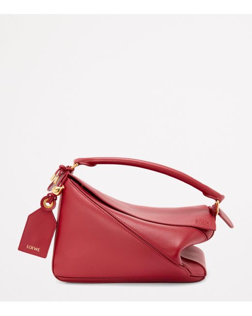Loewe Small Leather Featherlight Puzzle Top-Handle Bag in Red | Lyst