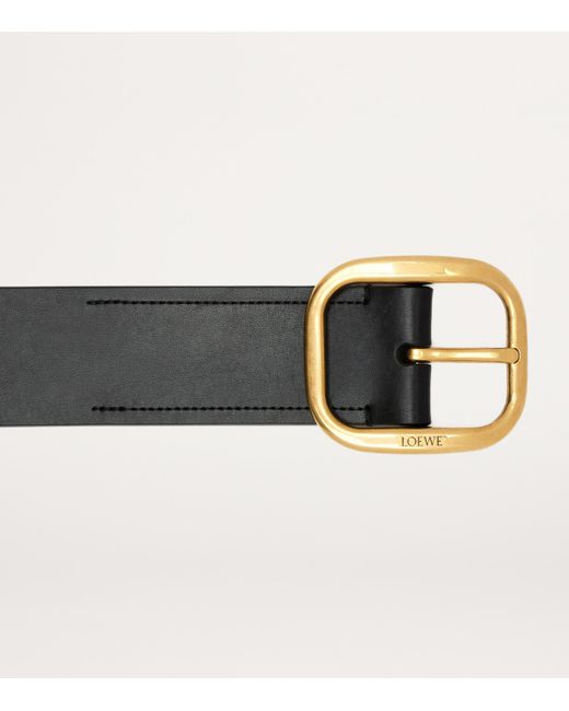 Loewe Leather Rounded-Rectangle Belt in Black | Lyst