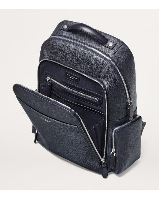 Aspinal of London Pebbled Leather Reporter Zipped Backpack in Blue for ...