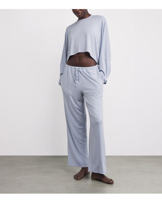 Skims Modal-Blend Henley Pyjama Set in Blue | Lyst UK