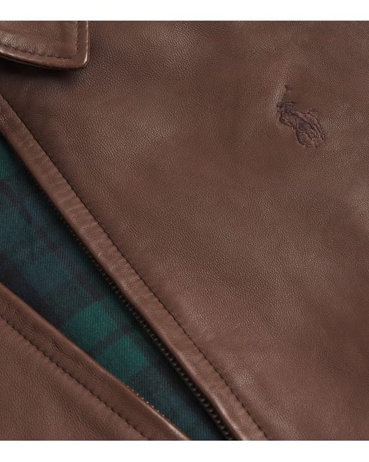 Polo Ralph Lauren Lambskin Windbreaker Leather Jacket in Brown for Men | Lyst