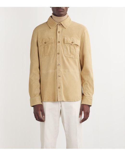 Polo Ralph Lauren Suede Utility Jacket in Natural for Men | Lyst