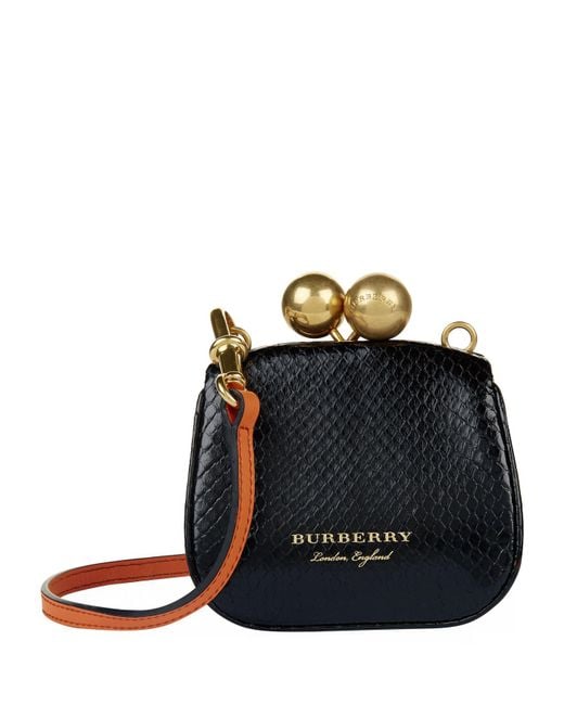 Burberry Mini Two-tone Python Metal Frame Clutch Bag in Black | Lyst