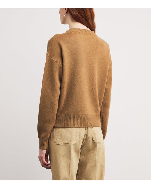 Mother Cashmere Logo Sweater in Brown | Lyst UK