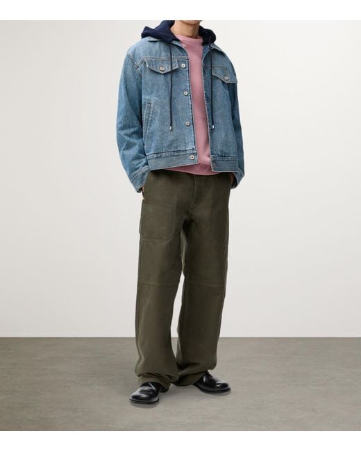 Loewe Leather-Patch Denim Jacket in Blue for Men | Lyst