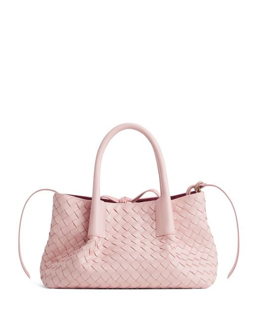 Bottega Veneta Small Leather Intrecciato Pinacoteca Tote Bag in Pink | Lyst