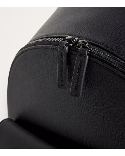 Emporio Armani Faux Leather Backpack in Black for Men | Lyst