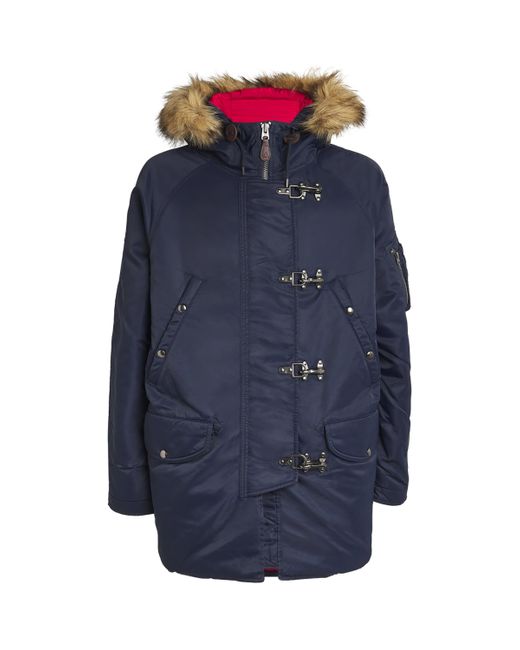 Polo Ralph Lauren Faux Fur-Trim Down Parka in Blue for Men | Lyst