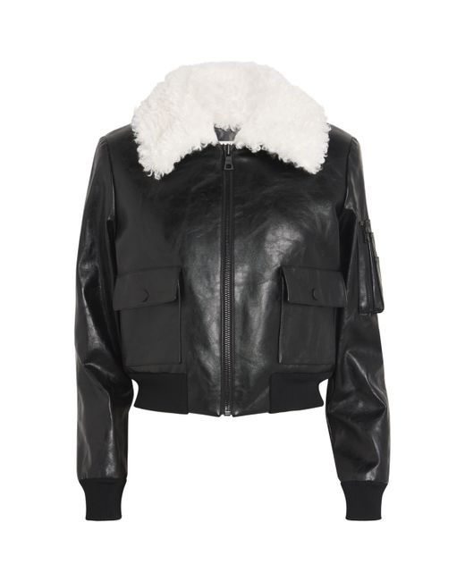 Alice Olivia Faux Leather Willard Aviator Jacket In Black Lyst