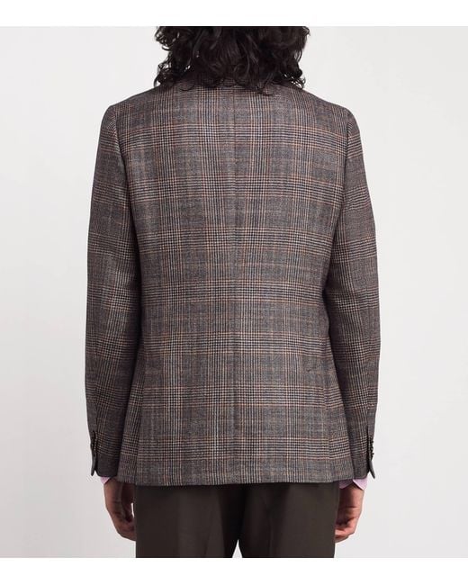 Paul Smith Wool-Silk-Cashmere Check Blazer in Blue for Men | Lyst UK
