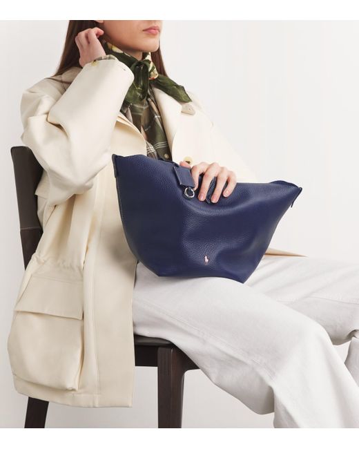 Polo Ralph Lauren Medium Leather Polo Play Tote Bag in Blue | Lyst