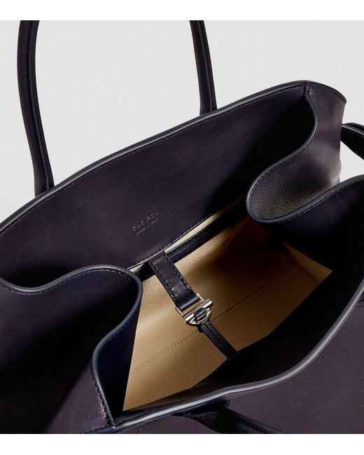 The Row Leather Margaux 12 Top-handle Bag in Black | Lyst