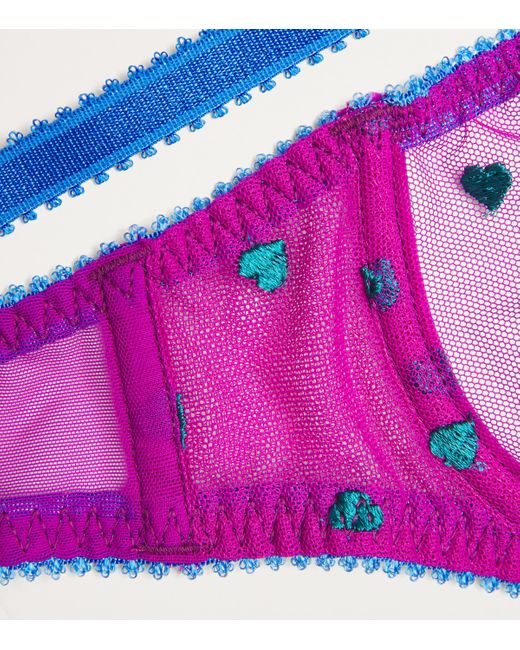 Dora Larsen Heart Embroidered Mabel Bra in Purple | Lyst