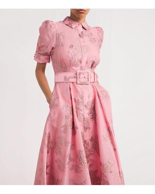 Rebecca Vallance Belted Annette Button Gown in Pink | Lyst