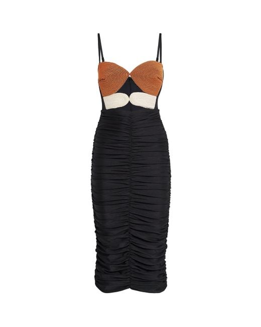 PATBO Braided Cut-Out Midi Dress in Black | Lyst