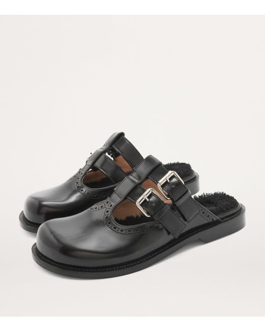 Loewe Leather Mary Jane Mules in Black | Lyst