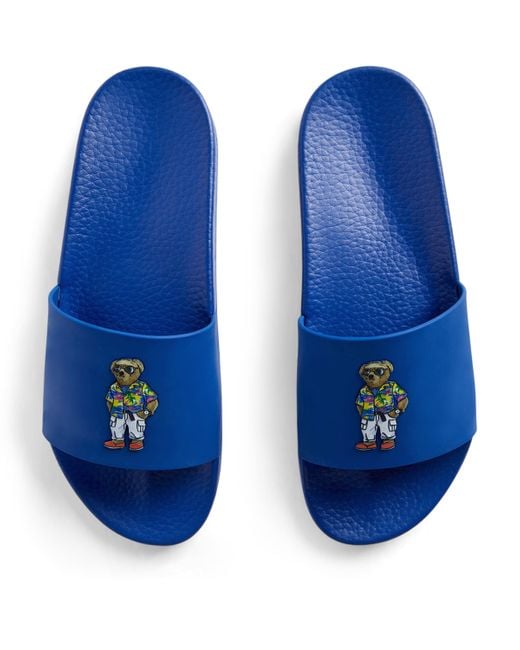 Polo Ralph Lauren Polo Bear Slides in Blue for Men | Lyst