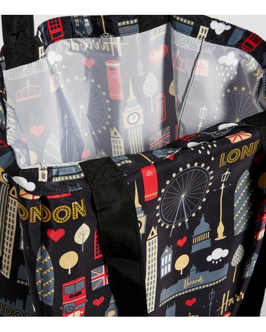 Harrods Glitter London Pocket Shopper Bag in Black | Lyst