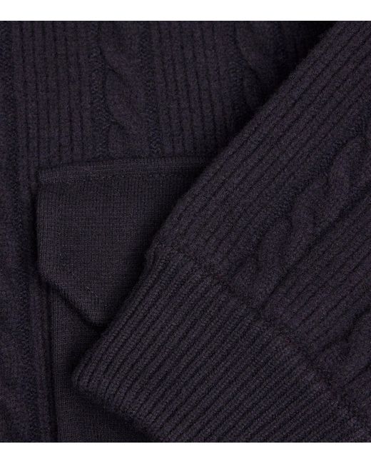 Thom Browne Wool-Cotton 4-Bar Cable-Knit Bomber Jacket in Blue for Men ...