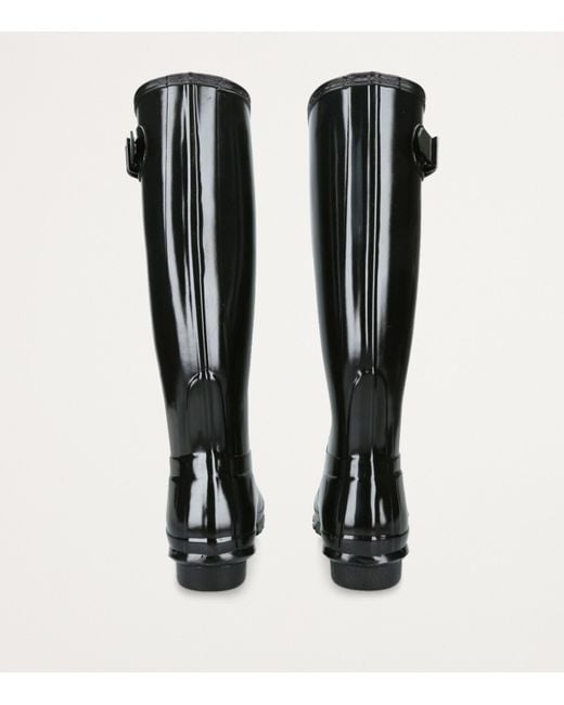 HUNTER Original Tall Gloss Wellington Boots in Black | Lyst