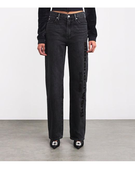 Alexander Wang Cut-Out Logo Relaxed Jeans in Black | Lyst