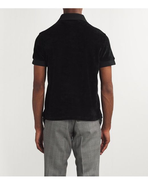 Tom Ford Stretch-Velvet Polo Shirt in Black for Men | Lyst