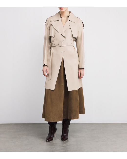 Mackage Leather Medora Trench Coat in Natural | Lyst