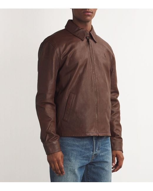 Polo Ralph Lauren Lambskin Windbreaker Leather Jacket in Brown for Men | Lyst
