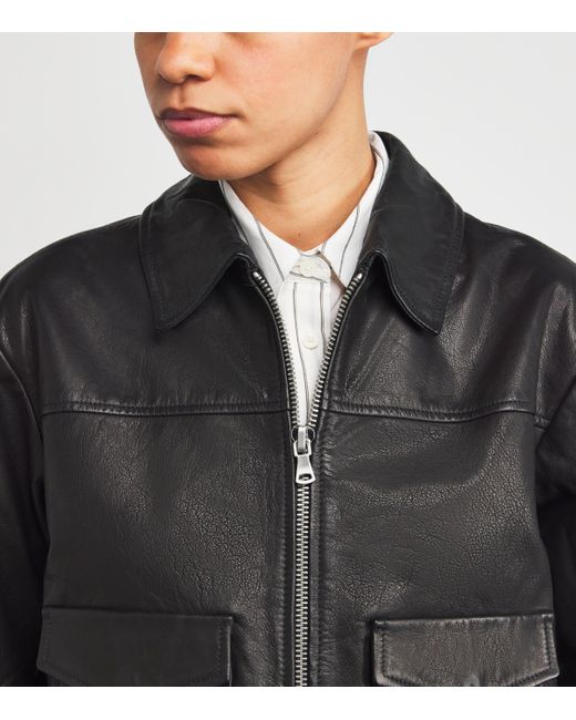 PAIGE Cropped Clyde Leather Jacket in Black | Lyst UK