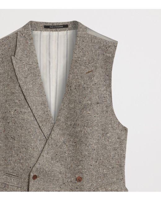 dunhill Wool Donegal Tweed Double-Breasted Waistcoat in Grey for Men ...